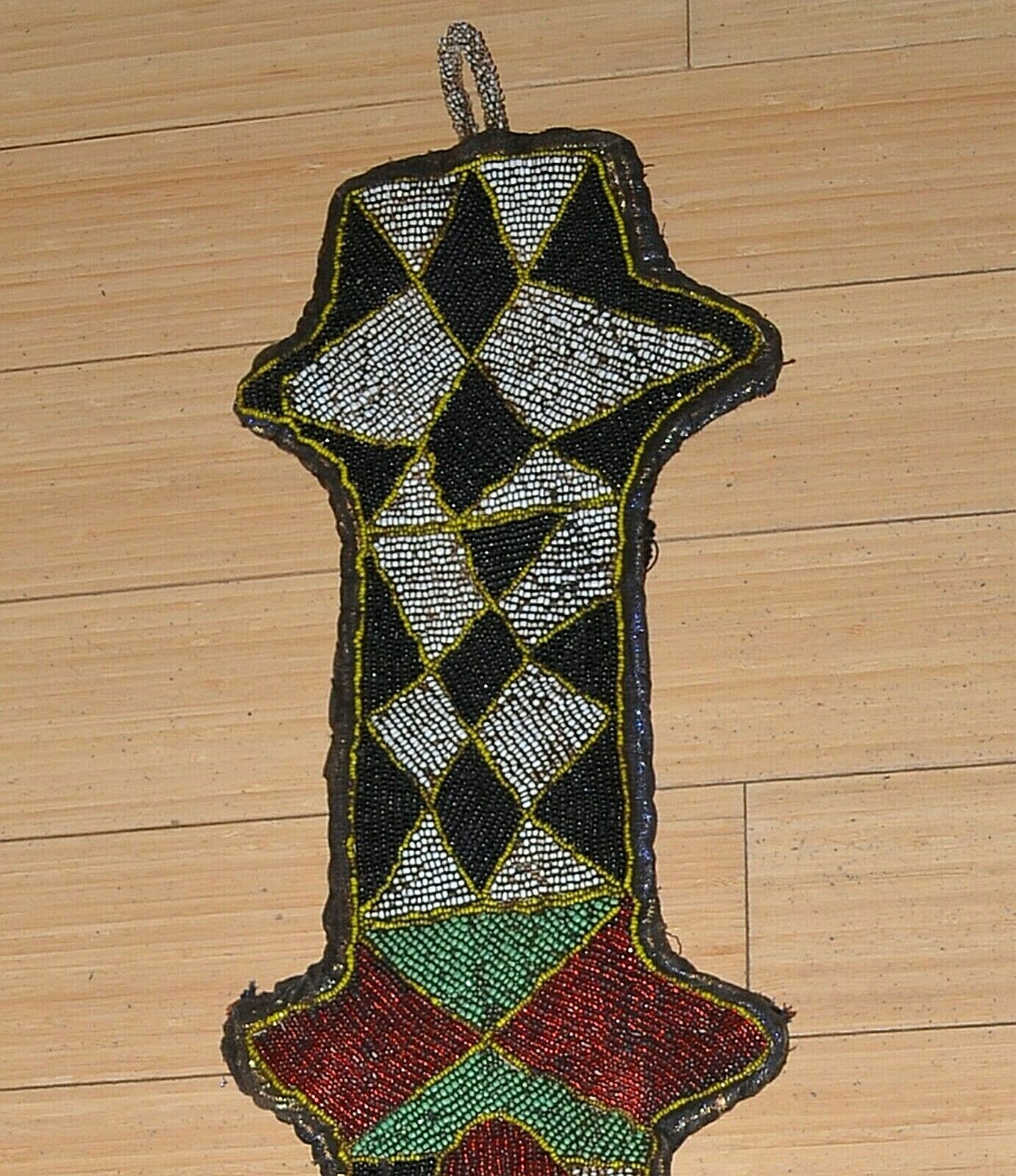 African Yoruba Tribe Beadwork Sash W Sword Motif Intricate Wall Hanging ...