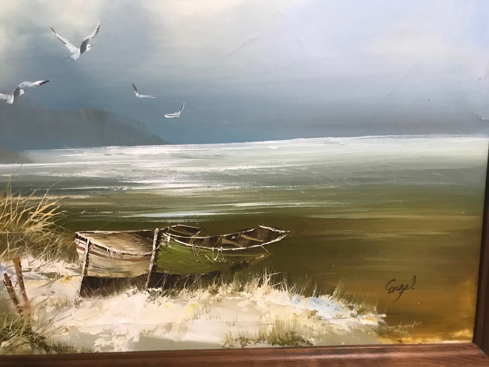 Large Framed Original Oil On Canvas Seascape Painting Artist Engel 24"H ...