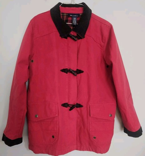 Denim & Co Red Barn Chore Jacket Womens Large Snap Toggle Flannel ...