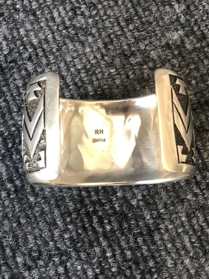 VTG 925/Sterling Cuff Bracelet Navajo R.H. Randy Hoskie Native American ...