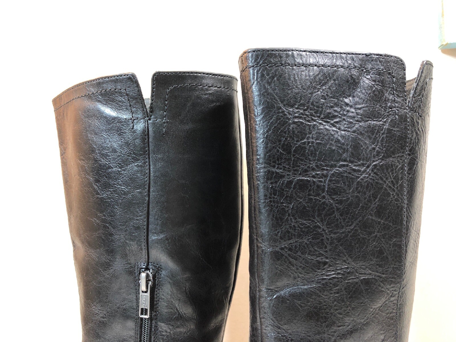 Ugg Channing Black Leather Partial Zip Buckle Strap Tall Women’s Boots ...