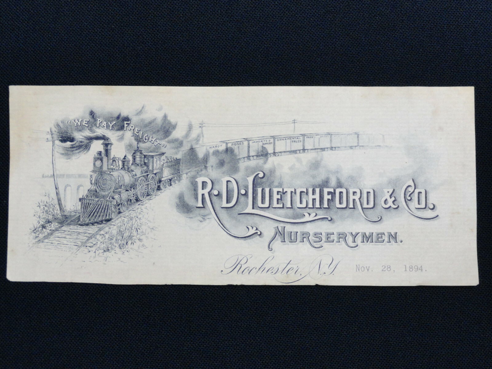 1894 Railroad RR Train Vignette Letterhead from Luetchford & Co ...