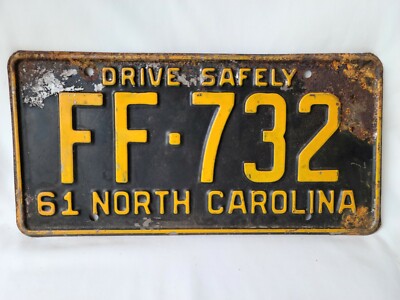 Vintage 1961 North Carolina Drive Safely License Plate 0522 | eBay