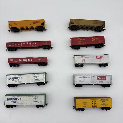 Lot of 10 HO Scale Train Box Cars Rolling Dairy Swift Burlington Union ...