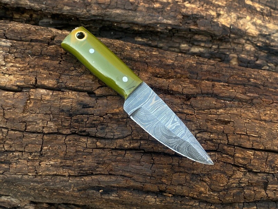 SHARD BLADE CUSTOM HAND FORGED DAMASCUS Steel Skinner Mini Neck Knife W ...