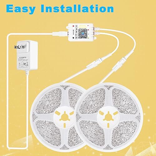 65.6FT White LED Strip Lights 3000K-6500K, Alexa Compatible Light Strip ...