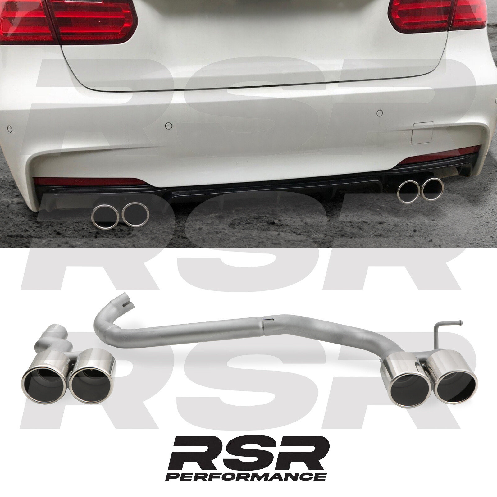 M3 STYLE QUAD TIP EXHAUST TAILPIPE CONVERSION KIT FOR BMW 3 SERIES F30 ...