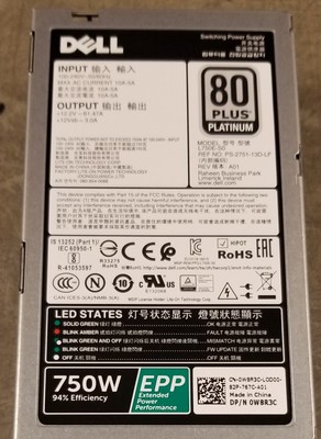 Dell W8R3C Power Supply 750w Power edge R630 R730 T430 T630 | eBay