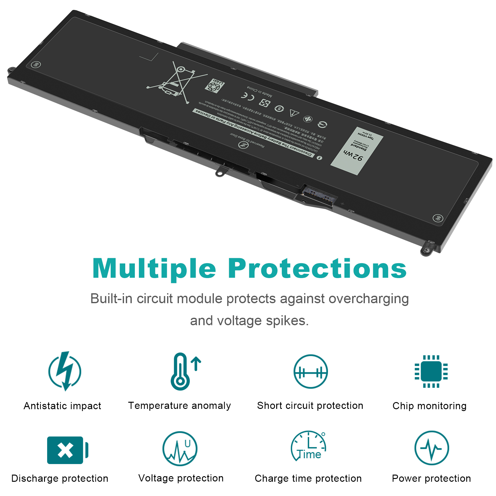 92Wh Battery VG93N for Dell Latitude 5580 5591 Precision 3520 3530 ...