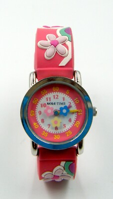 Solo Time Ladies Girls Flower Band Rotating Flower 2nd hand Quartz ...