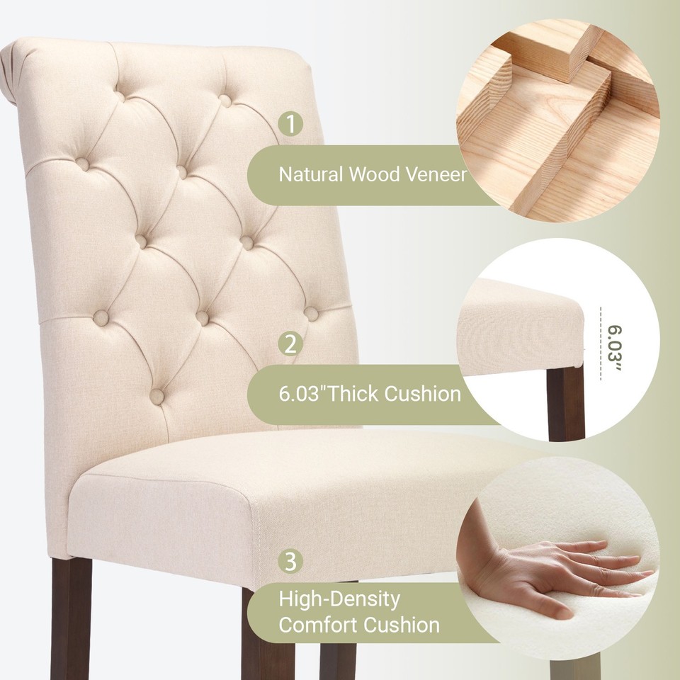 Dining Chairs Set of 2/4/6 Kitchen High Back Dining Room Chair w ...