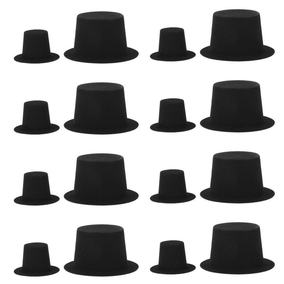 60pcs Black Mini Formal Hats - Mini Wide-Brimmed Top-Hats for Snowman ...