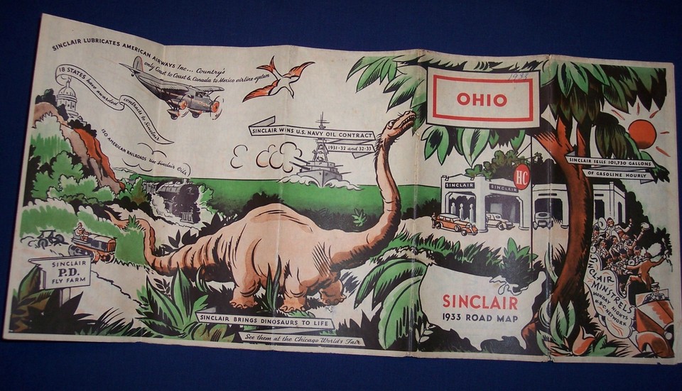 Vintage 1933 Sinclair Ohio Road Map | eBay