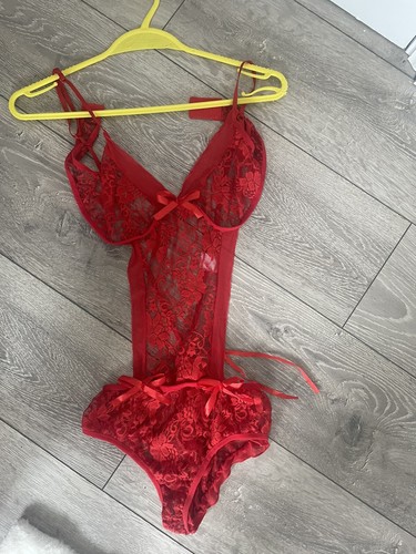 Red Lace Bodysuit | eBay UK