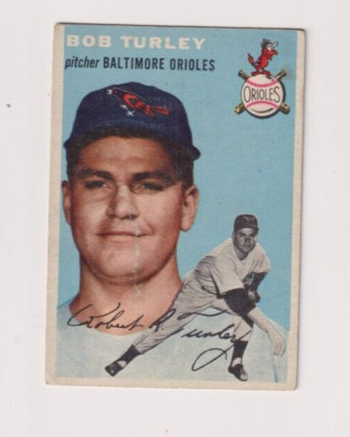 BOB TURLEY 1954 TOPPS BASEBALL VINTAGE ROOKIE CARD #85 BALTIMORE ...