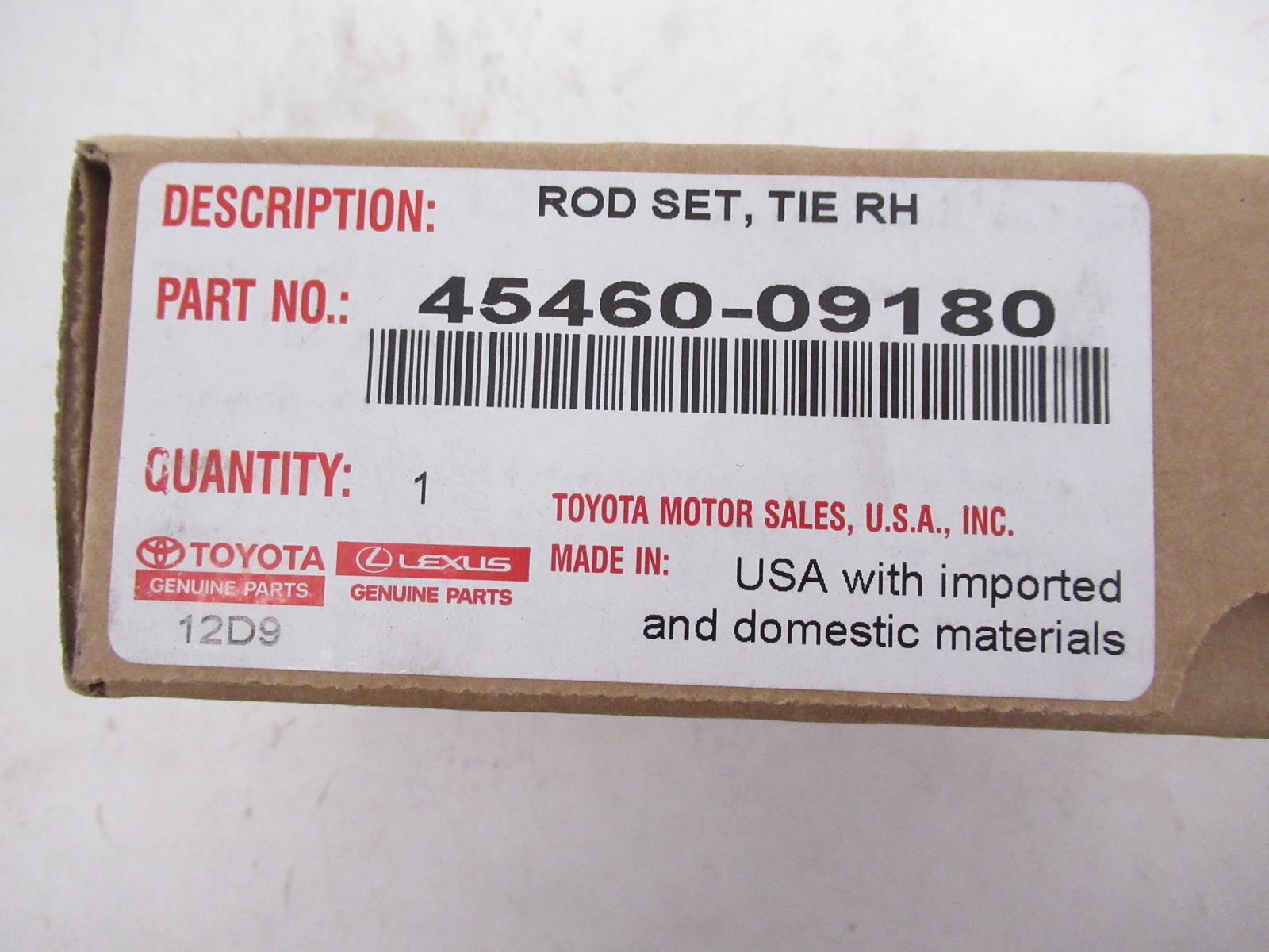 Genuine OEM Toyota 45460-09180 RH Outer Tie Rod 2010-2019 Toyota ...