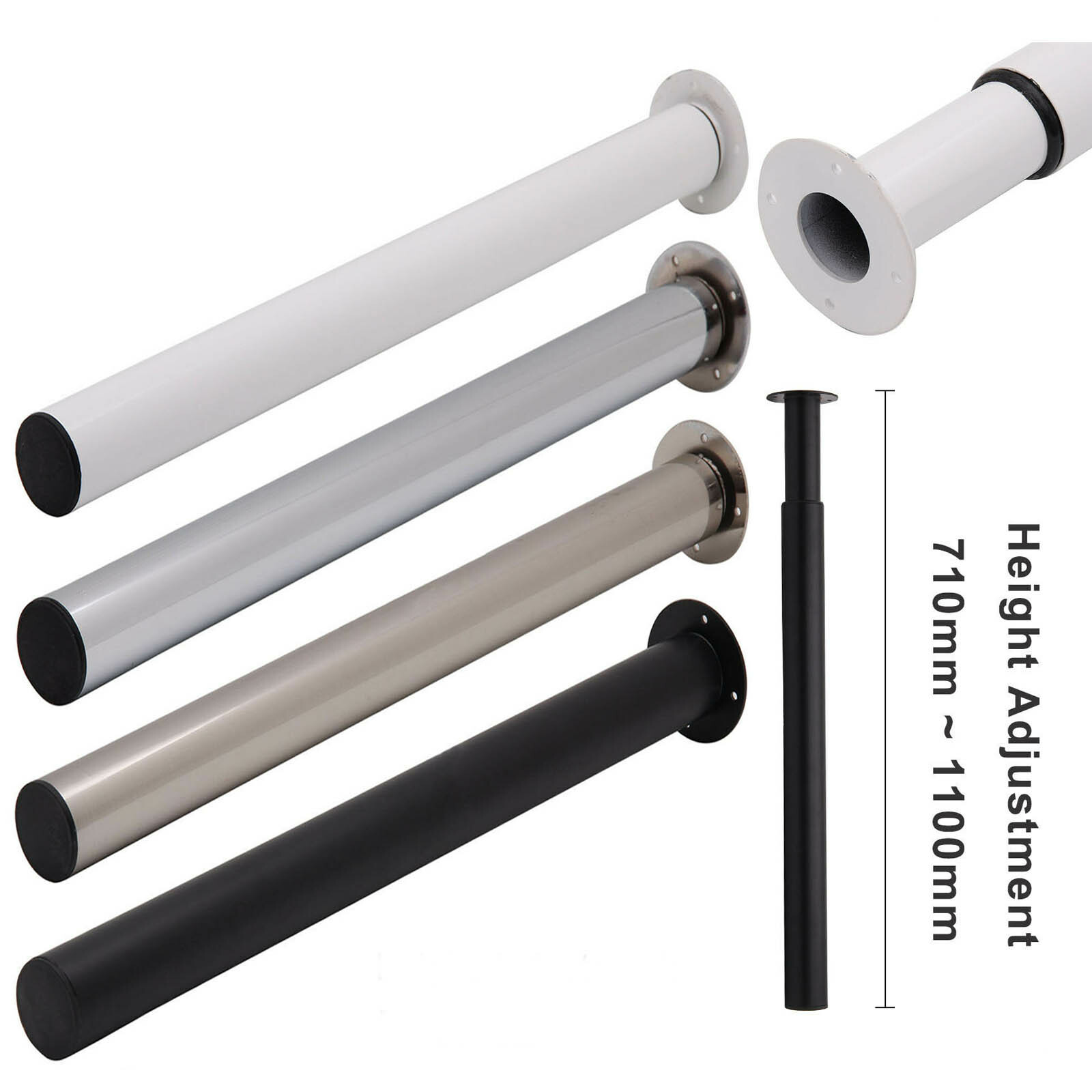 710-1100MM Adjustable Kitchen Worktop/Desk/Breakfast Bar Table Leg 60mm ...