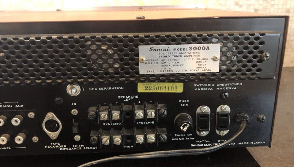 Sansui Model 3000A MPX Stereo Tuner Amplifier 45 WPC Perfect Working ...