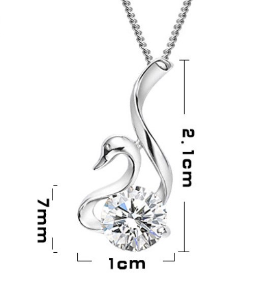 Cubic Zirconia Crystal Animal Swan Pendant Sterling Silver Chain ...