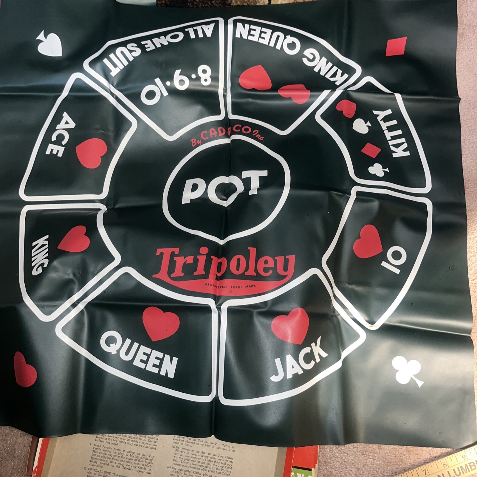 TRIPOLEY MICHIGAN RUMMY ROYAL GAME 2 MAT SHEET BOARD VINTAGE 1960 ...