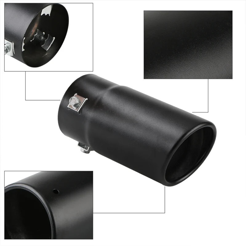 Car Black Stainless Steel 70mm Exhaust Muffler Tail Muffler Tip Pipe ...