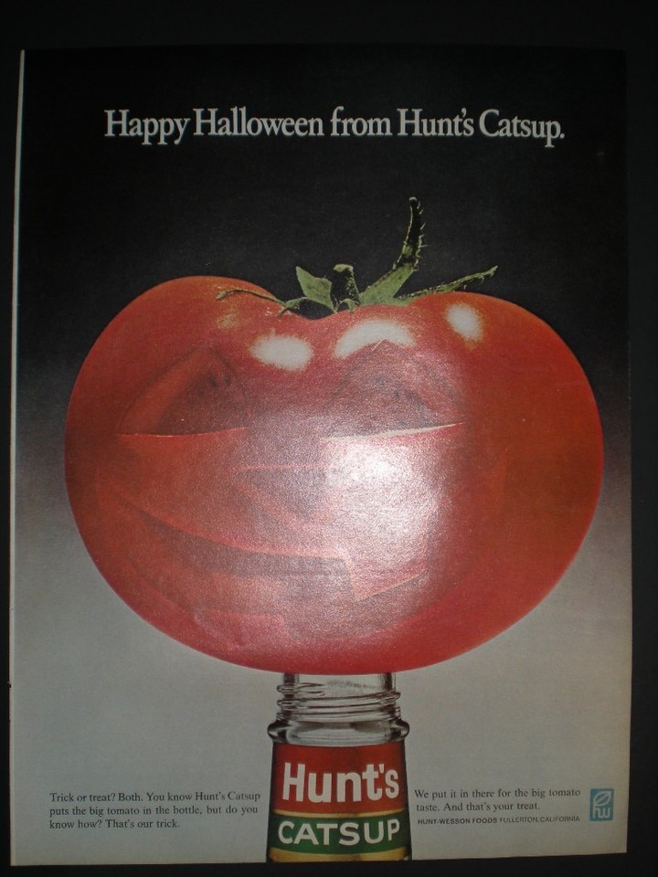 1967 Halloween Tomato Jack-O-Lantern Hunt's Catsup Ketchup vtg photo ...
