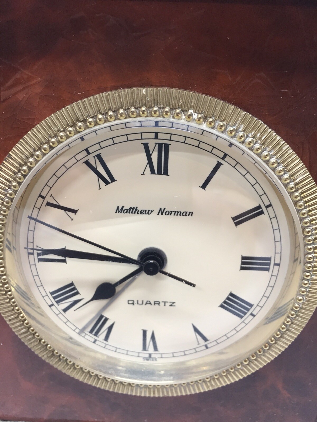 Vintage Matthew Norman Swiss Quartz Brass Small Shelf Clock Desk | eBay