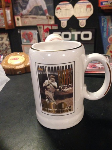 BABE RUTH 100 BIRTHDAY TANKARD/MUG--GOLD TRIMMED #4831--TOPPS | eBay