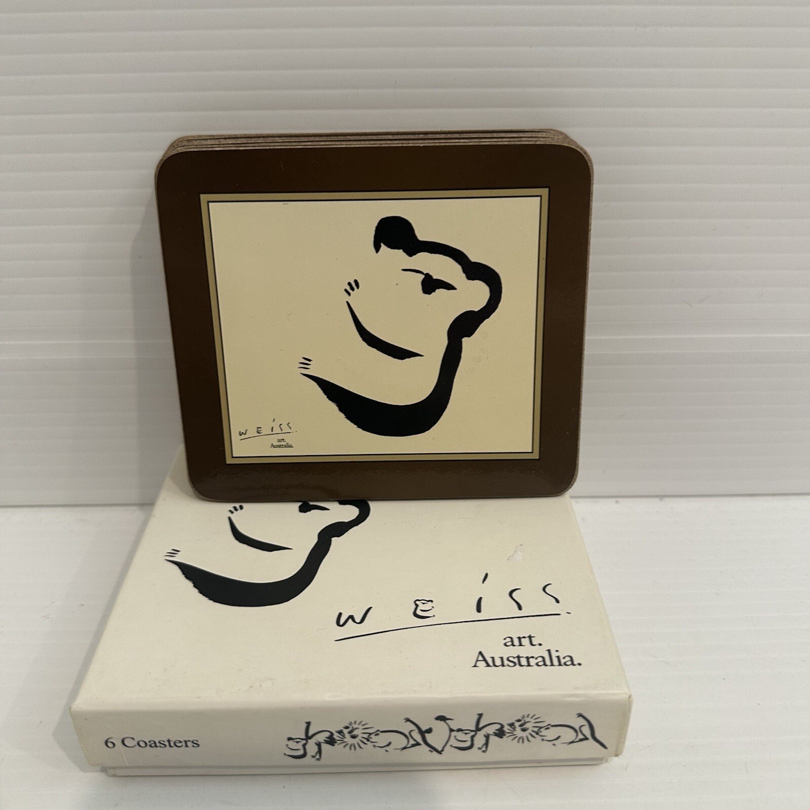 Weiss Art Drink Coasters Set Of 6 Australian Birds Animals Fauna Cream ...