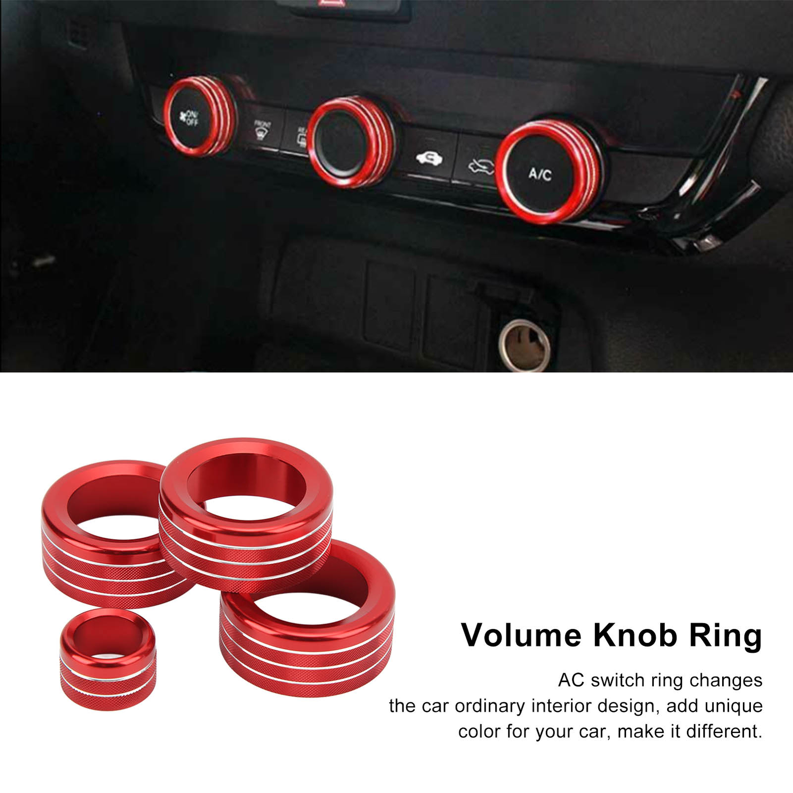 *Red AC Switch Ring Volume Knob Cover Aluminium Alloy Stylish Perfect ...
