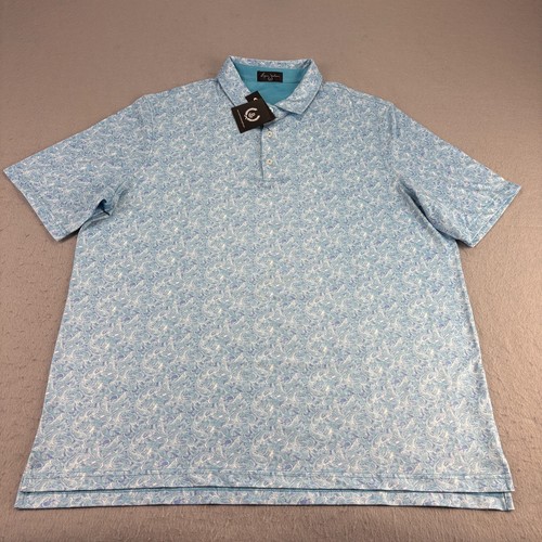 Byron Nelson Golf Polo Shirt Mens XL Blue Paisley AOP Performance Stretch NEW | eBay