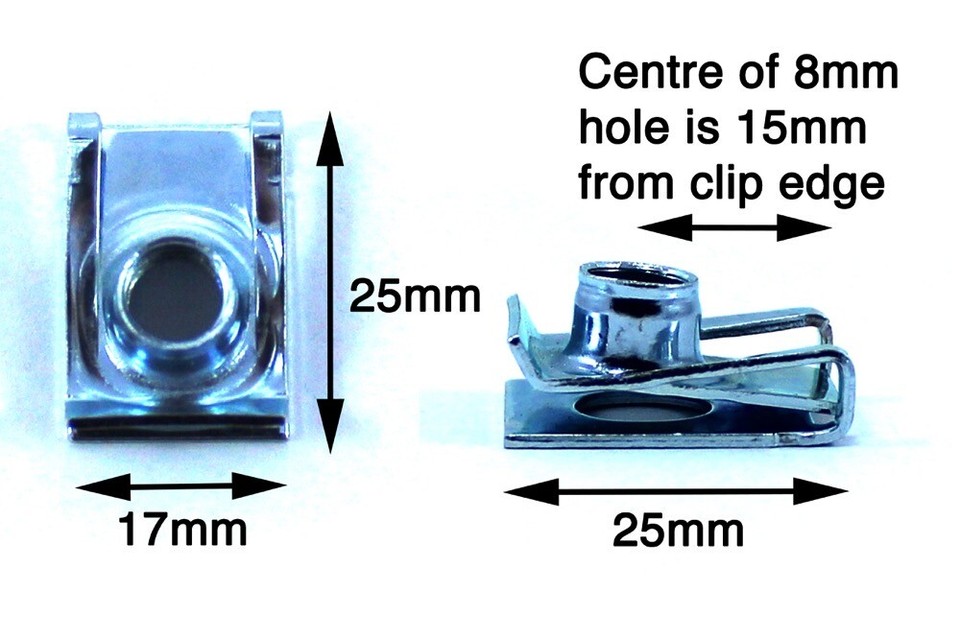 10 x m8 8mm Thread Panel Spire C Clips Speed Clip Spring Zinc Chimney U ...