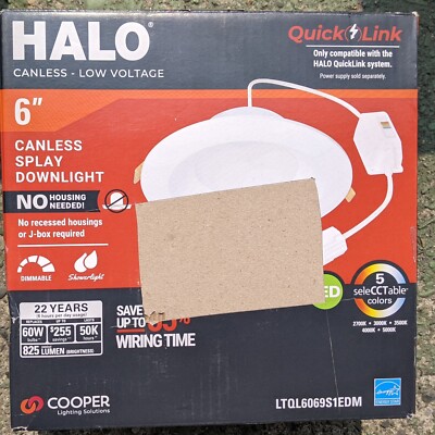 HALO QuickLink 6” Recessed LED Canless Light Dimmable LTQL6069S1EDM | eBay