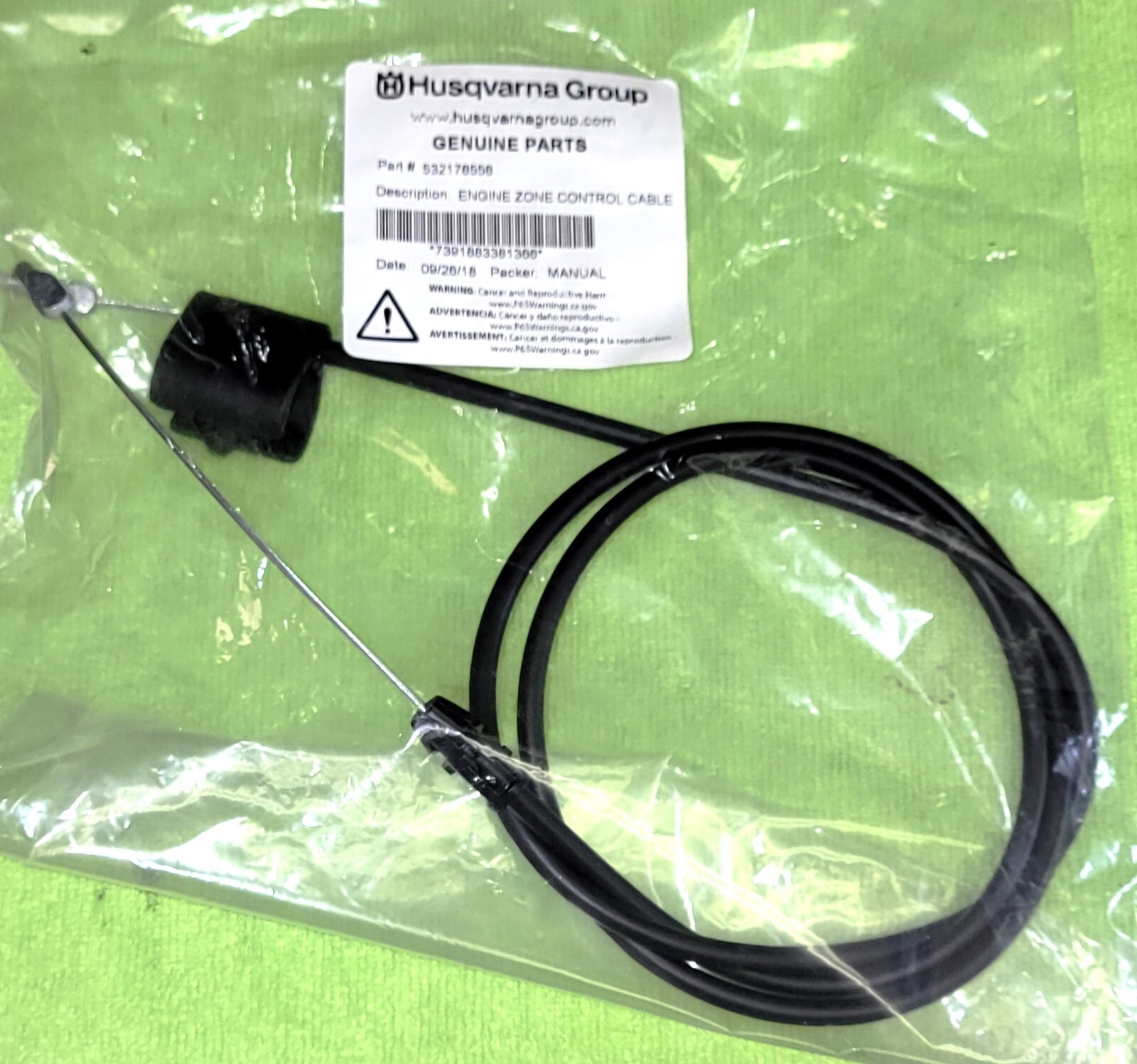 OEM New in sealed bag , HUSQVARNA, CRAFTSMAN , Engine Brake Cable, PN ...