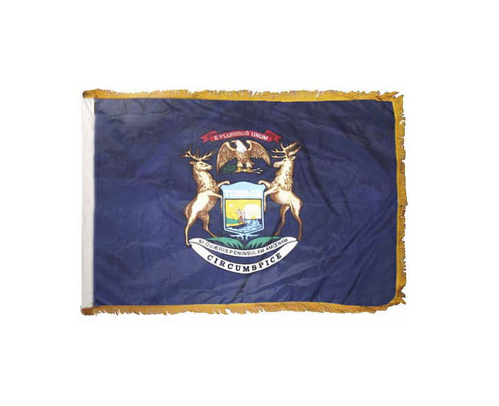 3x5 Michigan State Poly Nylon Sleeve w/ Gold Fringe Flag 3'x5' Banner ...