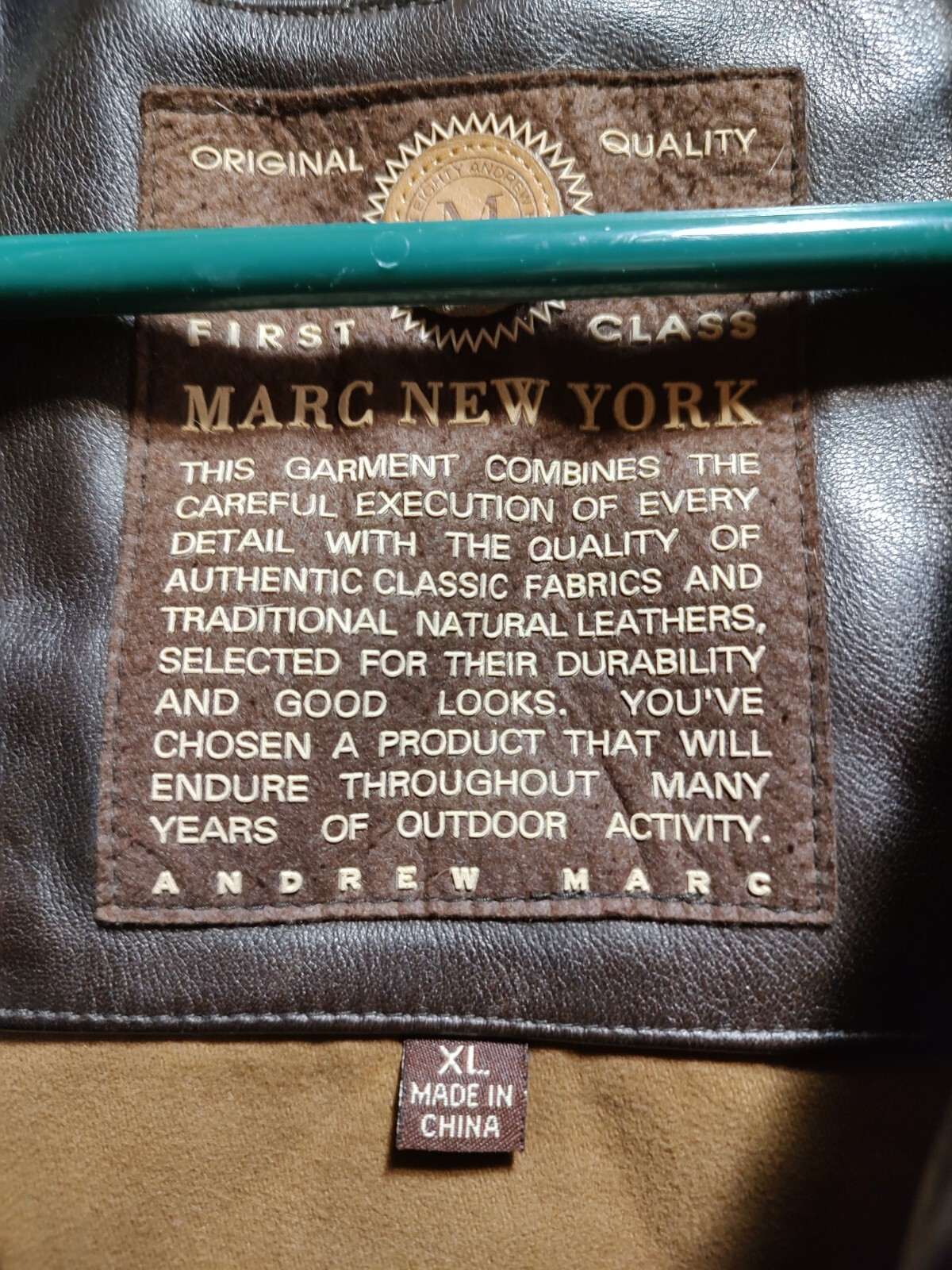 Andrew Marc/ Marc N.Y. Leather Bomber Coat. Scuff on sleeve. XL. Brown ...