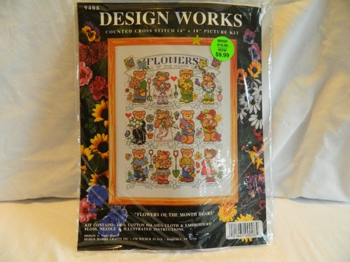 C-25 NEW DESIGN WORKS CROSS STITCH KIT FLOWERS OF THE MONTH BEARS | eBay