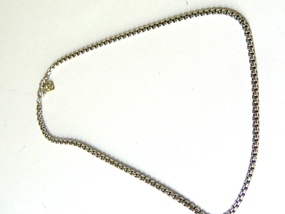 DAVID YURMAN 14K GOLD STERLING SILVER 3.6mm BOX CHAIN NECKLACE 24 ...