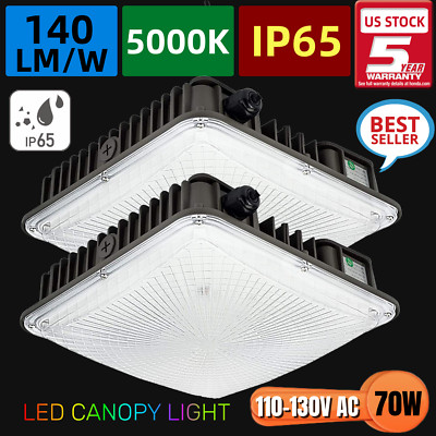 2 Pack LED Garage Light 70W, Gas Station Bay Lighting Outdoor LED ...