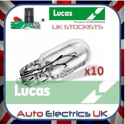 10 x 501 NEW LUCAS AUXILIARY STOP LIGHT PUSH IN CAR BULB CAPLESS 12V 5W ...