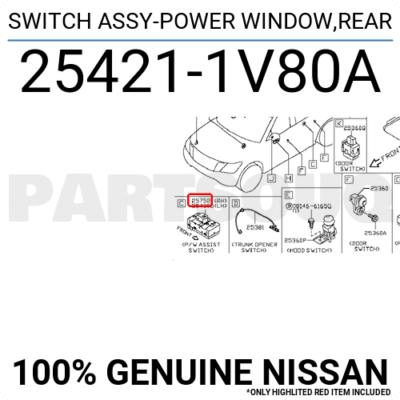 254211V80A Genuine Nissan SWITCH ASSY-POWER WINDOW,REAR 25421-1V80A | eBay