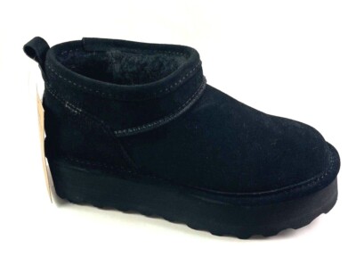 BearPaw Retro Super Shorty Black Pull On Platform Ankle Bootie | eBay