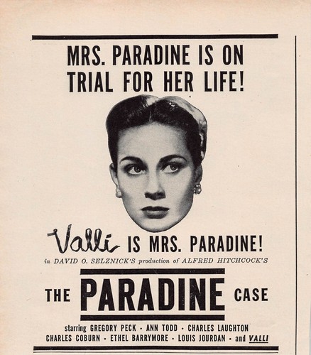 The Paradine Case Movie Alida Valli Gregory Peck Alfred Hitchcock Vtg ...