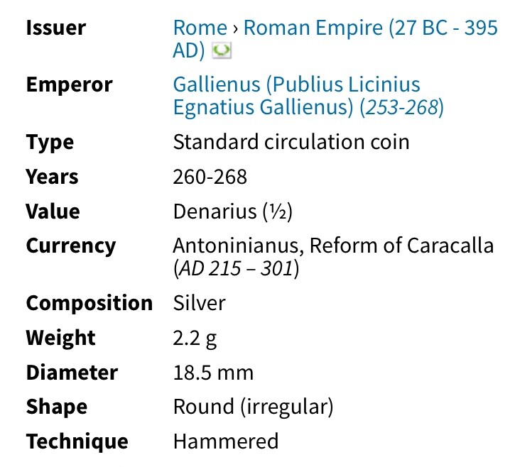Genuine Ancient Roman Empire Coin Gallienus 260-268 AD Fortuna Redux ...