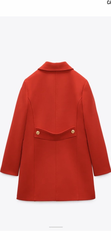 100% Authentic ZARA Red Buttoned Tailored Coat Size: S | eBay