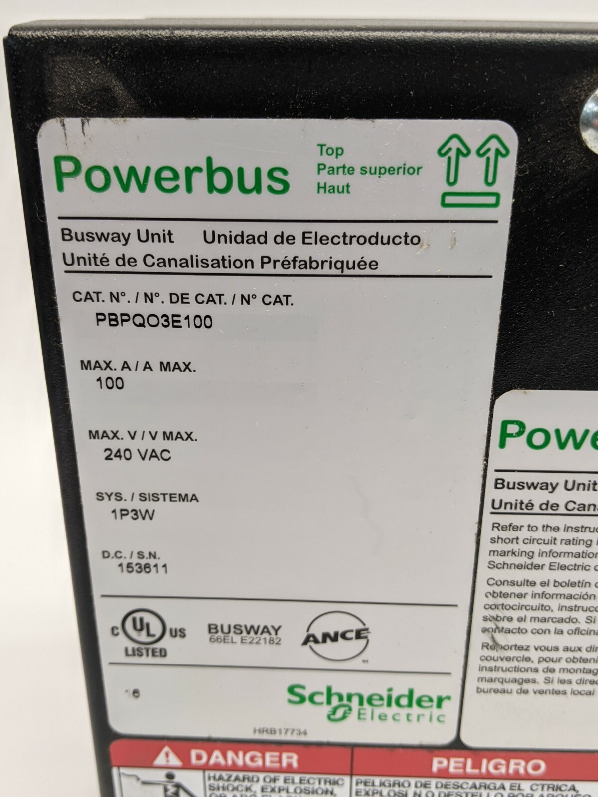 Schneider Electric PBPQO3E100 PowerBus Plug In Busway Unit | eBay