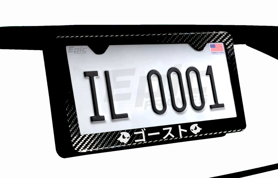 Ghost Carbon Fiber License Plate Frame JDM Racing Style 100% Carbon ...