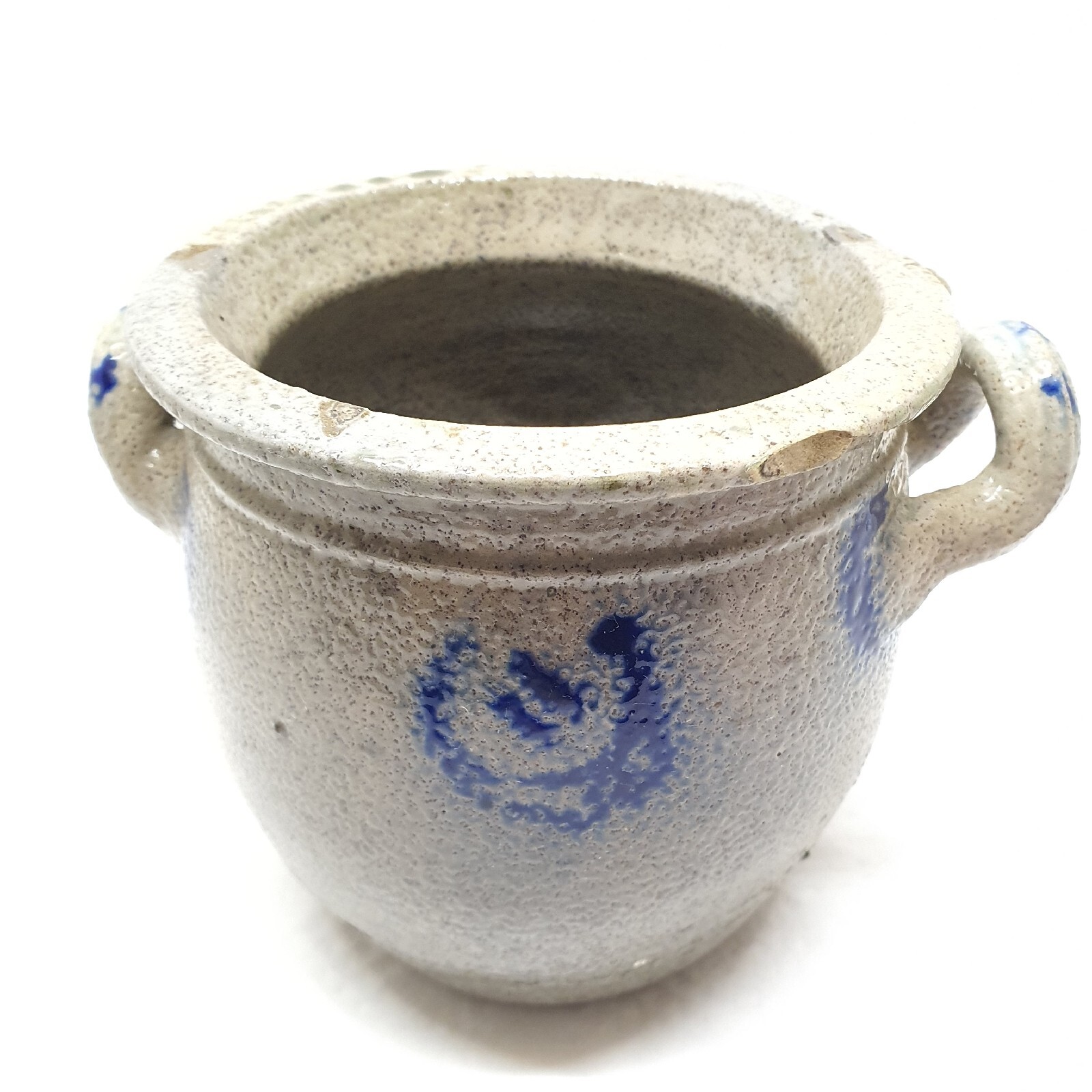 Vintage Alsatian Gray Stoneware Pot With Blue Pattern D14.8 | eBay