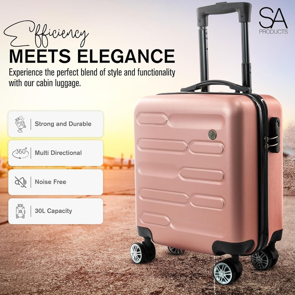 45cm Hard Shell 4 Wheel Spinner Cabin Trolley Hand Luggage Suitcase ...
