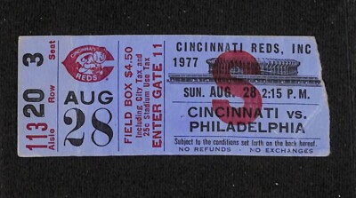 AUGUST 28, 1977 PHILADELPHIA PHILLIES @ CINCINNATI REDS TICKET STUB | eBay